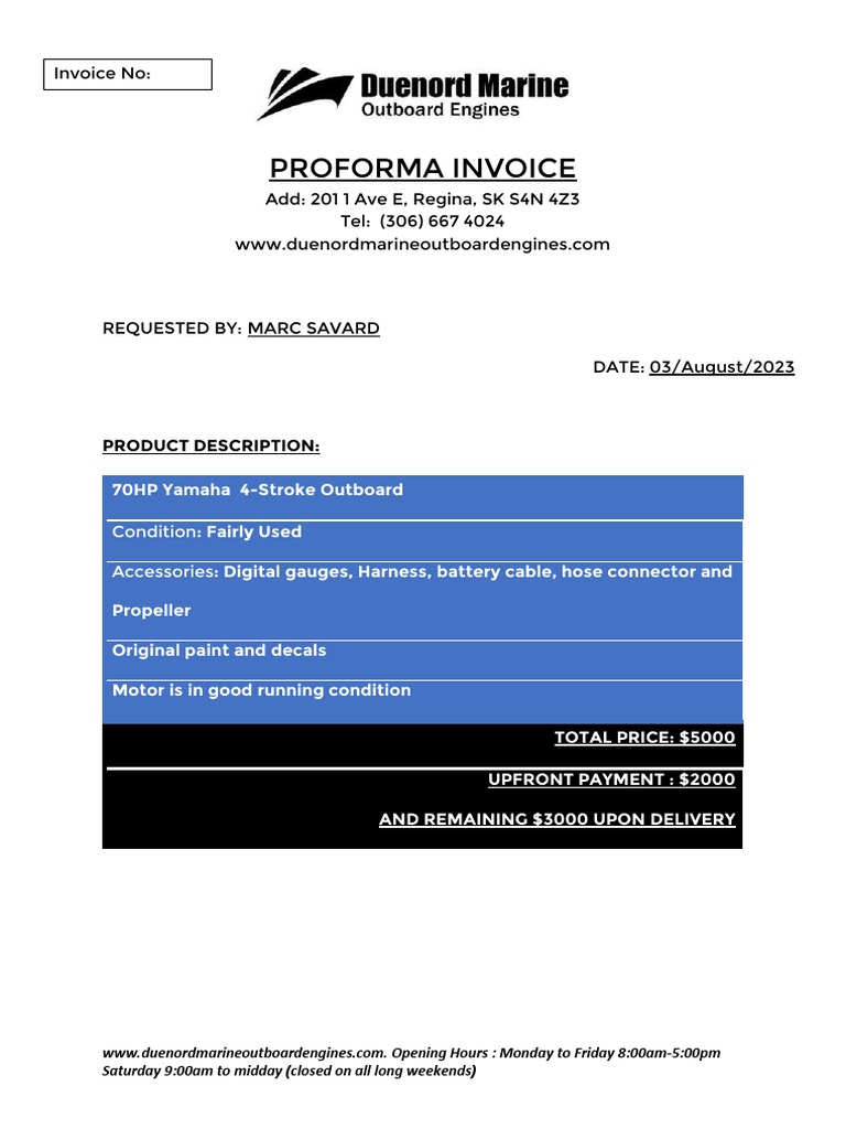 Used Yamaha Outboard Invoice | PDF