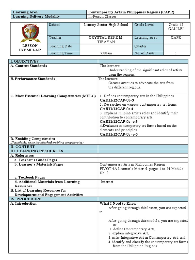 CAPR Lesson Exemplar Week 2 | PDF | Learning | Attention