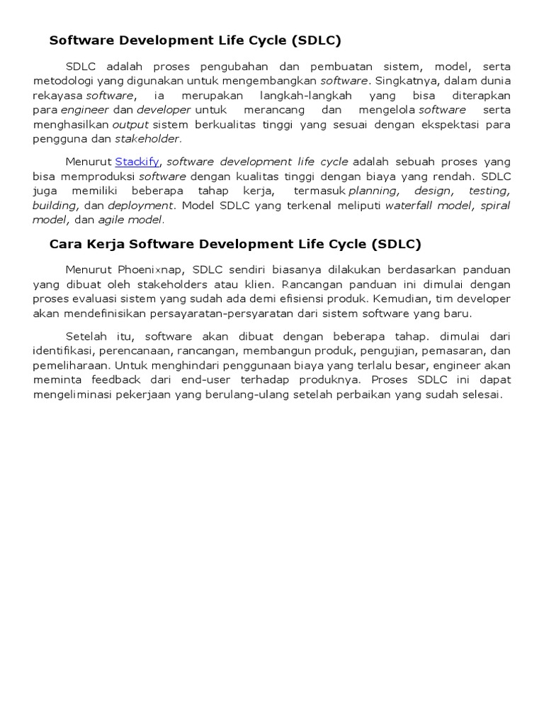 Software Development Life Cycle (SDLC) | PDF