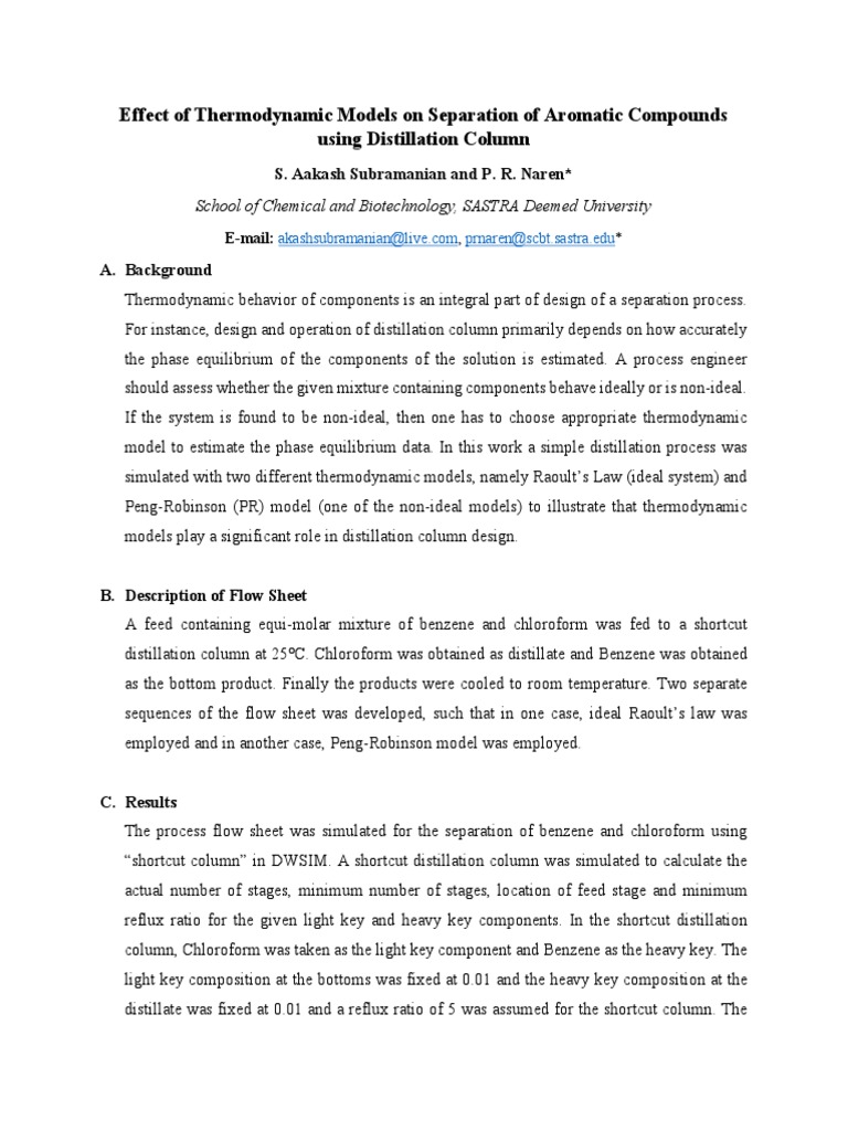 Thermodynamic Models | PDF | Distillation | Physical Sciences