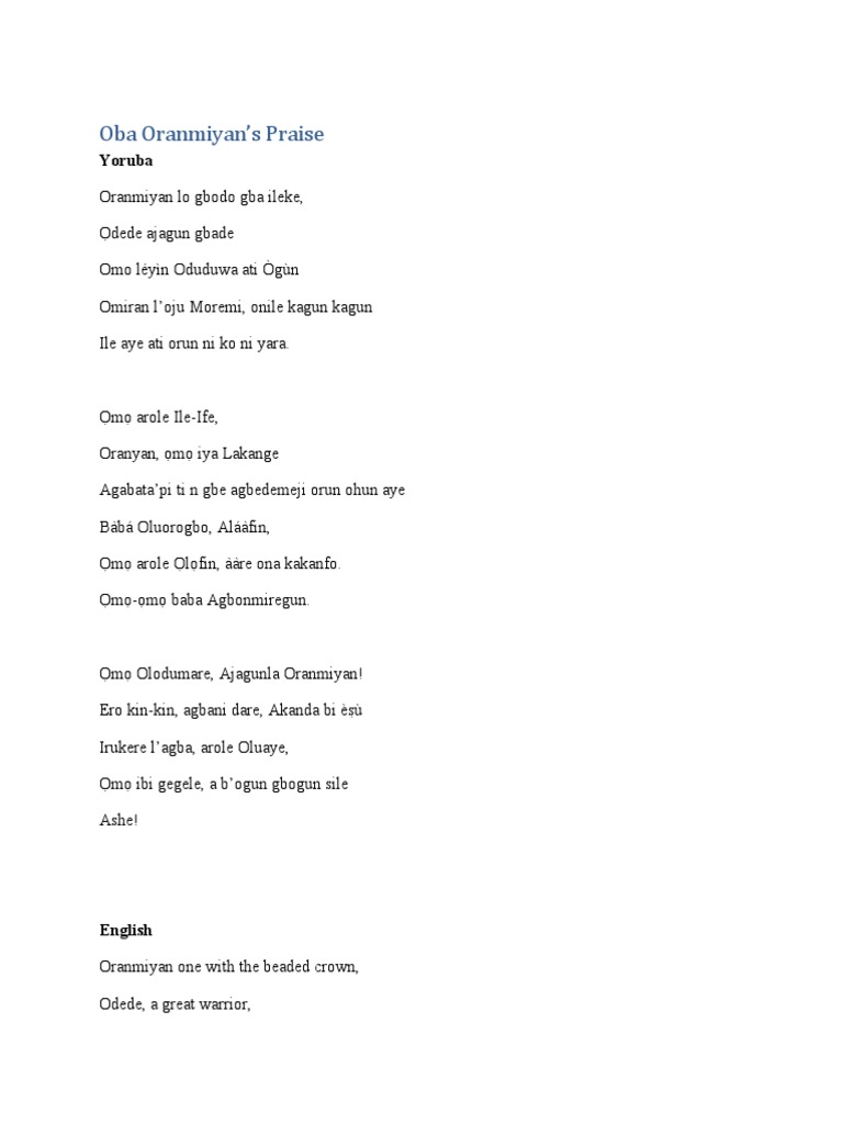 Oba Oranmiyan | PDF | Classics
