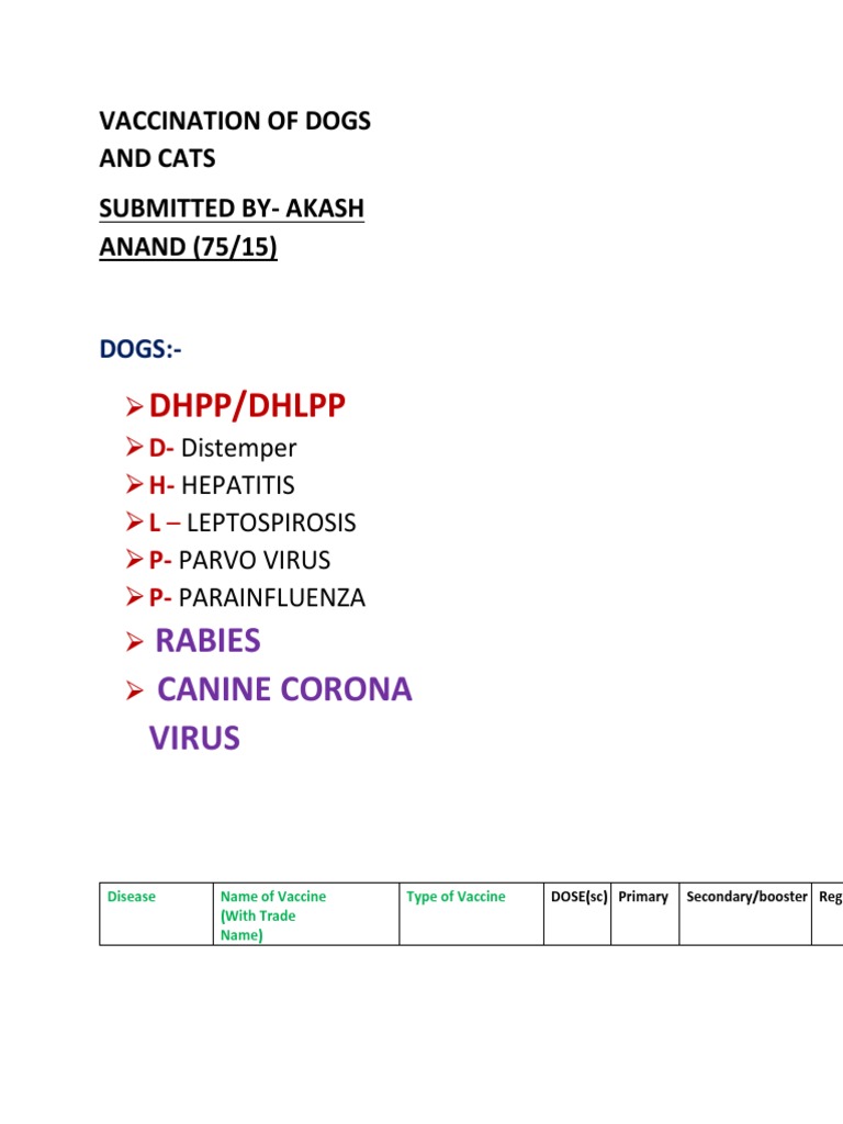 Dog and Cat Vaccination Protocols | PDF | Vaccines | Animal Diseases
