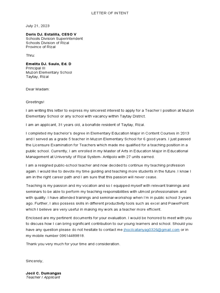 Letter of Intent - Docx Editable | PDF