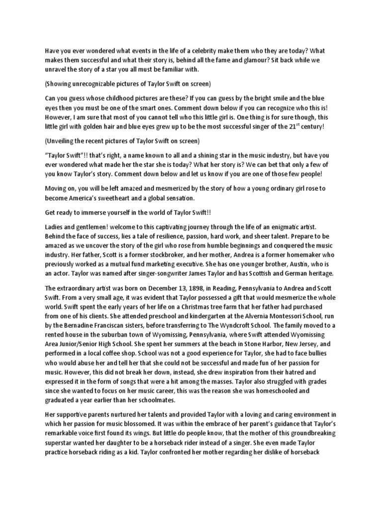 Taylor Swift Script | PDF Taylor Swift Script | PDF