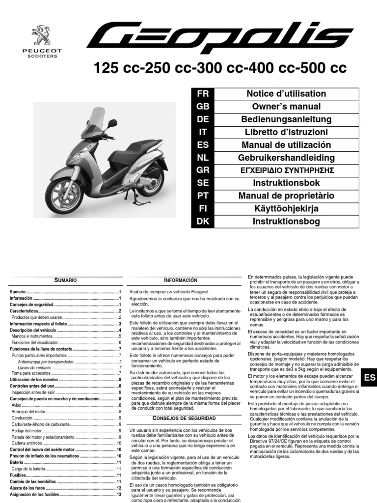 Geopolis 125-250-300-400-500 | PDF | Neumático | Vehículos