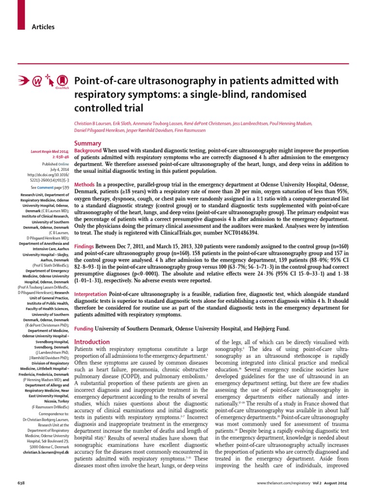Point-Of-Care Ultrasonography in Patients Admitted With Respiratory Symptoms: A Single-Blind ...