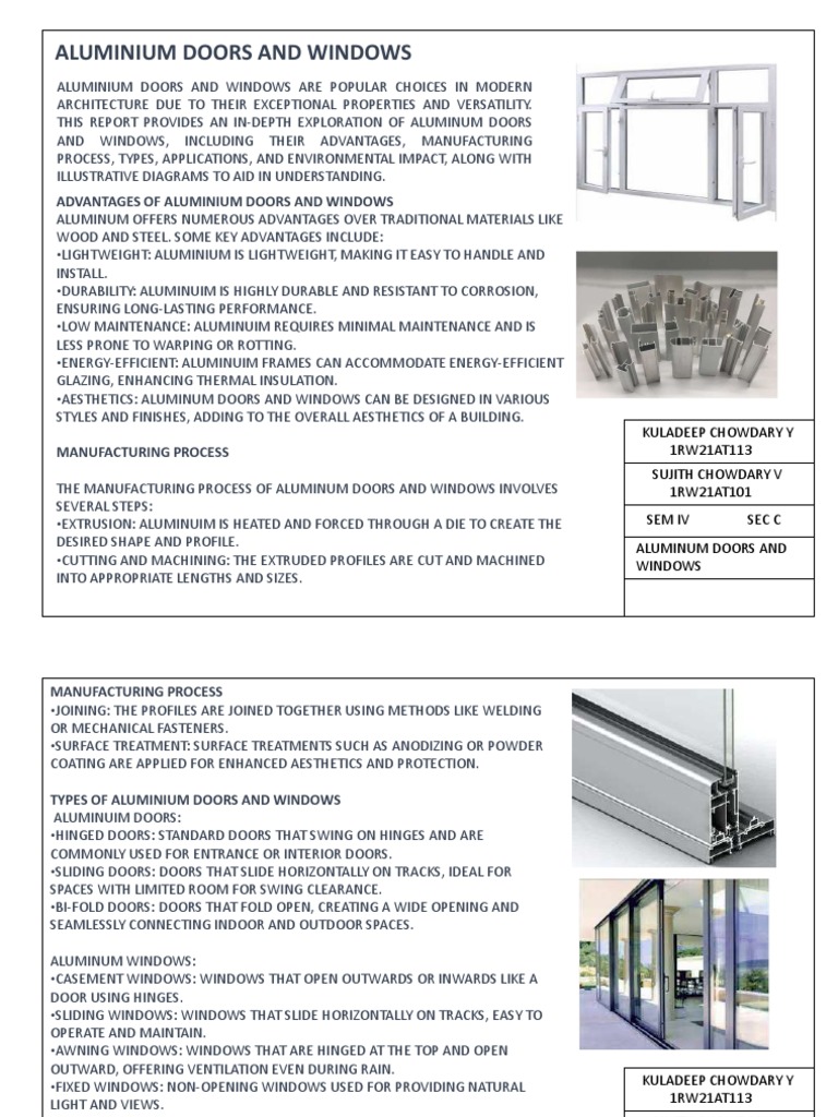 Aluminum Doors and Windows Overview | PDF | Door | Extrusion