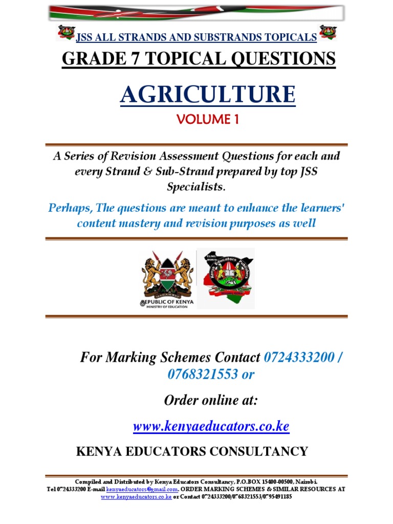 AGRIC GRADE 7 JSS TOPICAL Questions | PDF | Agriculture | Weed