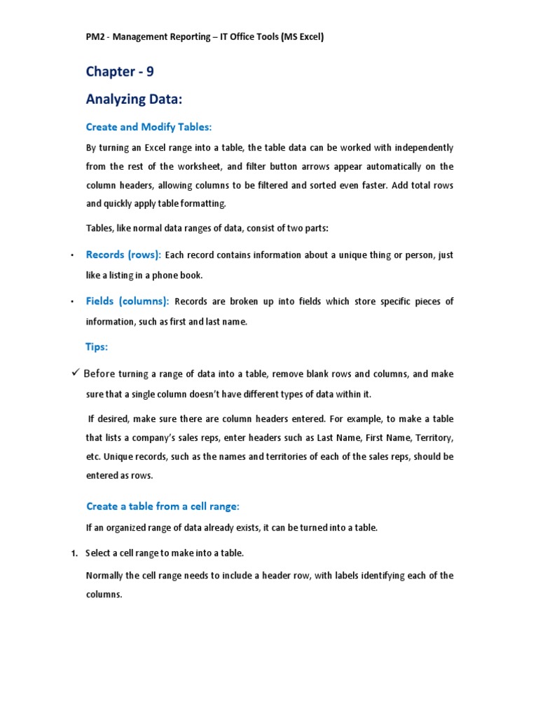 Excel Chapter - 9 | PDF | Microsoft Excel | Icon (Computing)