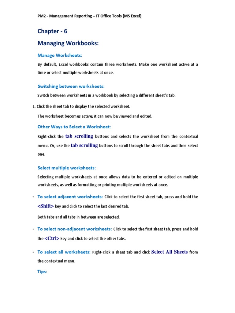 Excel Chapter - 6 | PDF | Microsoft Excel | Worksheet