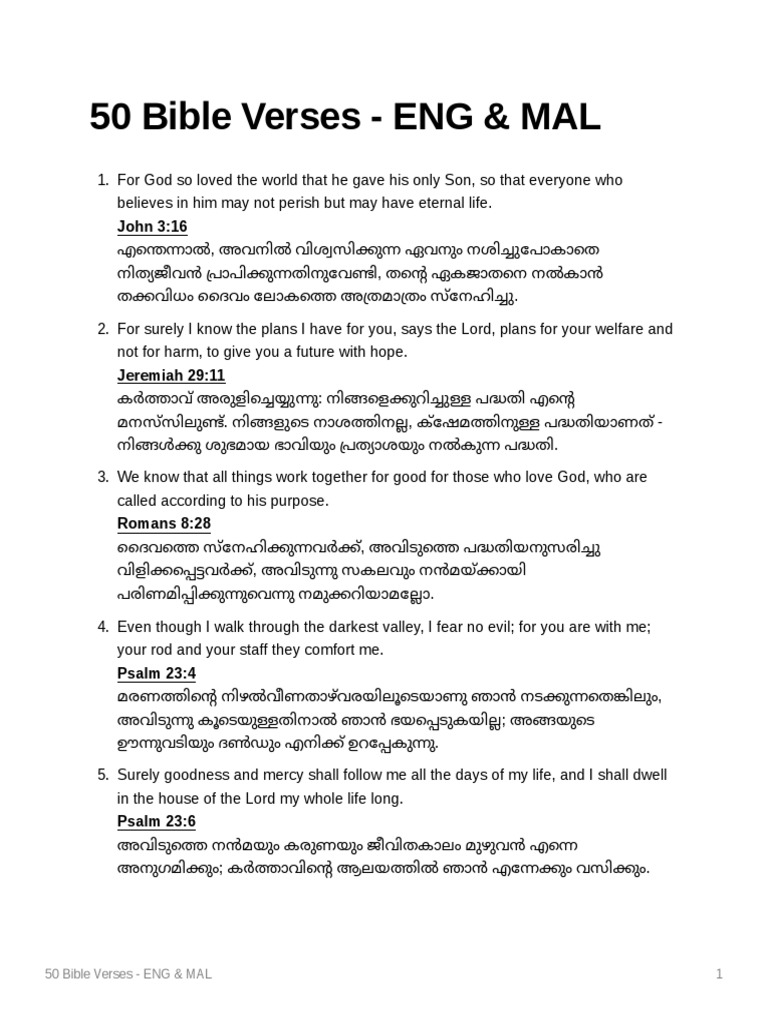 50 Bible Verses ENG & MAL | PDF
