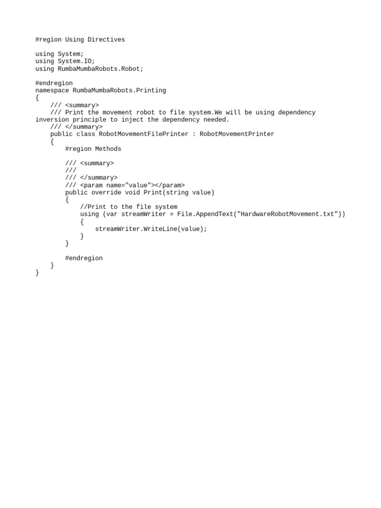 Robot Movement File Printer | PDF