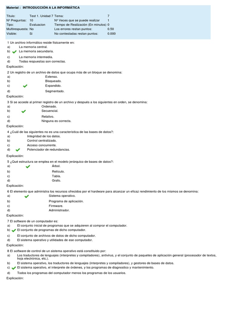 Test Alumno | PDF | Programación | Programa de computadora