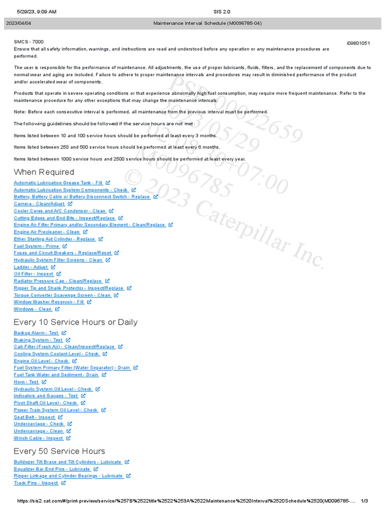 Maintenance Interval Schedule Overview | PDF | Coolant | Mechanical ...