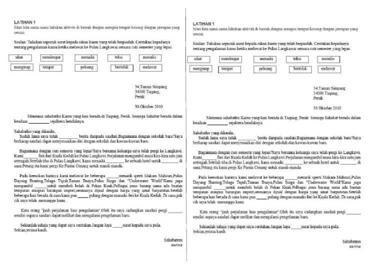 Latihan Surat Kiriman Tak Rasmi | PDF