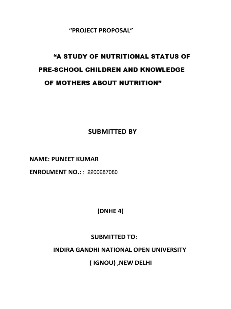 Dnhe 04 Project Proposal by Dt. Puneet Kumar | PDF | Human Nutrition ...