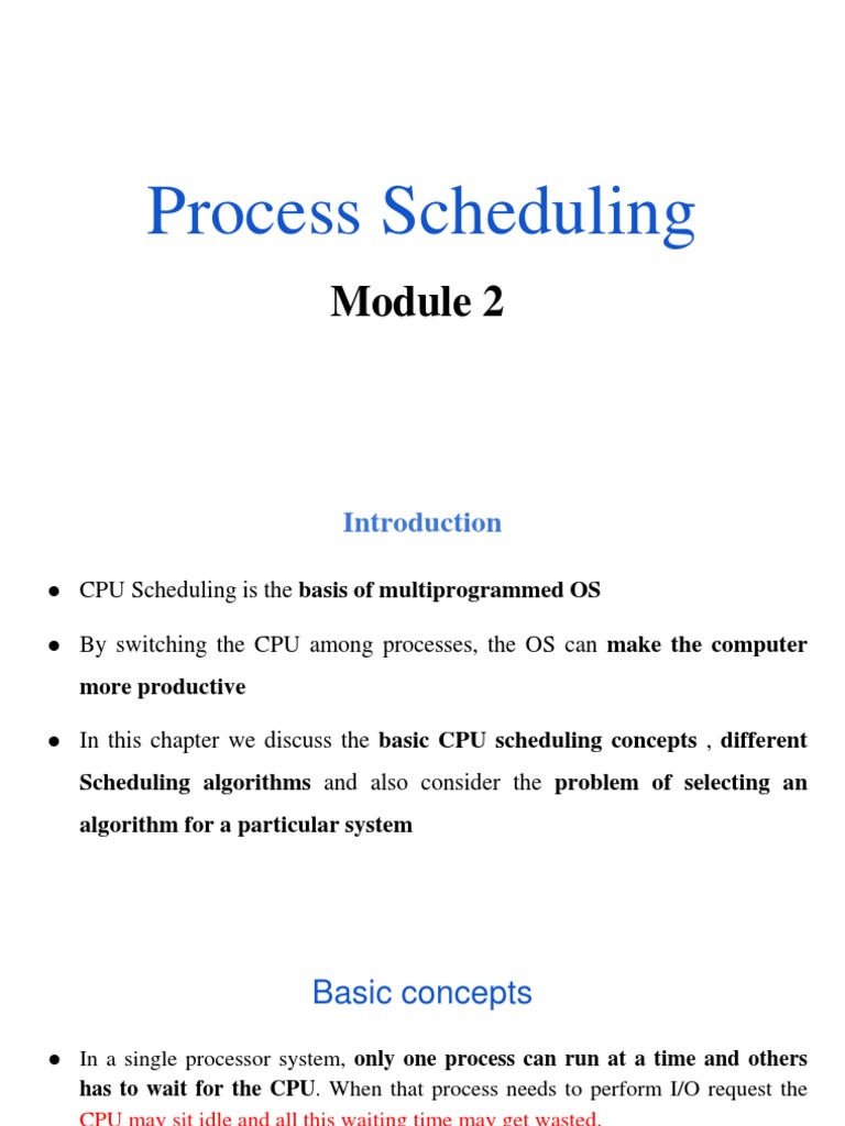 Process Scheduling - Module2 | PDF | Scheduling (Computing) | Process (Computing)