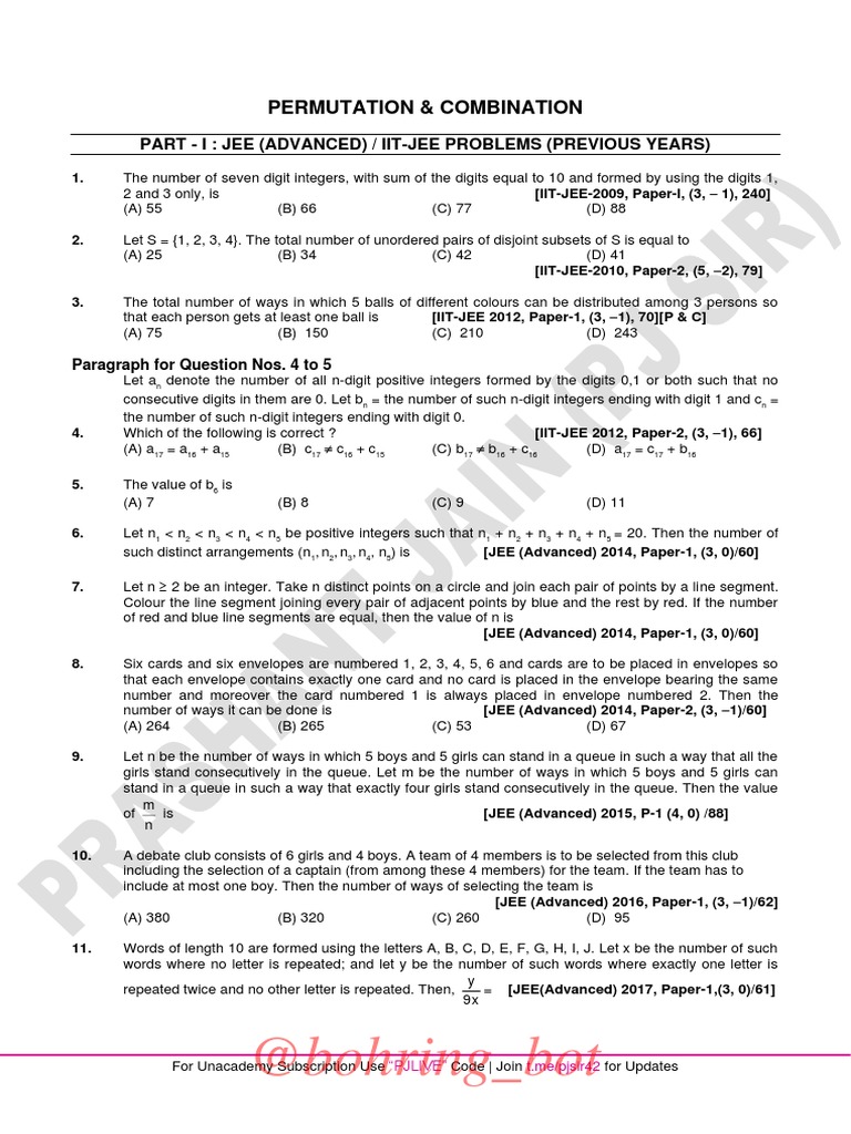 Prashant Jain PJ Sir COMPLETE MATHS PYQ PDF PYQ's Export | Download Free PDF | Mathematical ...