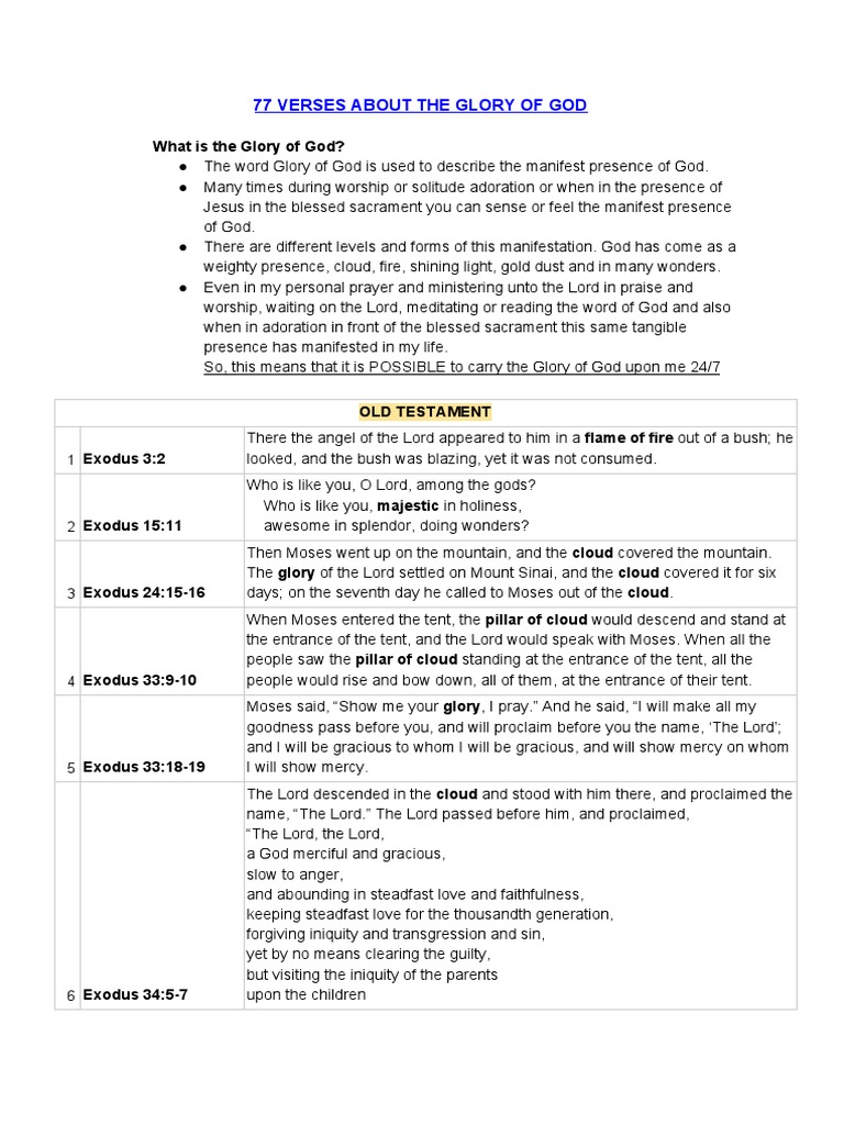 77 Verses About The Glory of God | PDF | Religious Belief And Doctrine ...