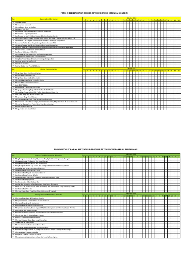 Form Checklist ET1 | PDF
