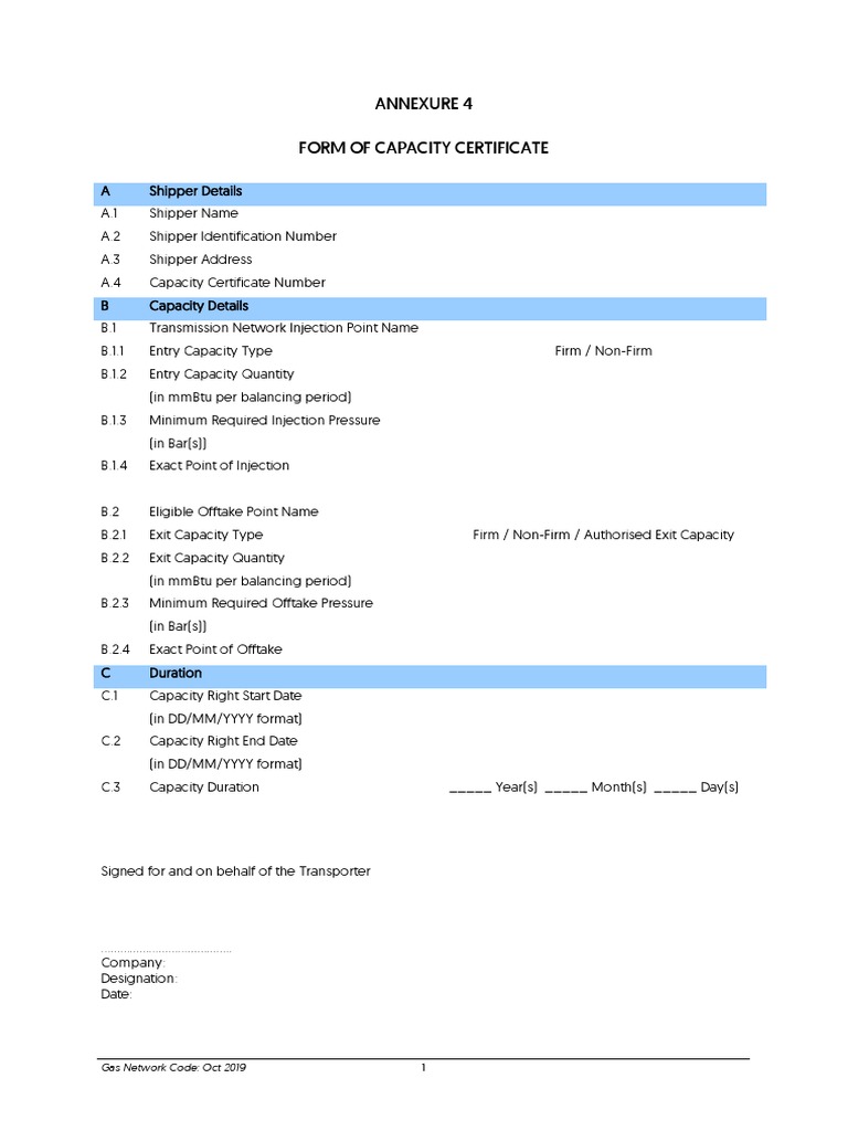 Capacity Certificate Form Template | PDF | Computers | Technology ...