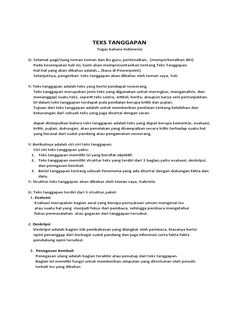 Teks Tanggapan | PDF | Karier & Perkembangan