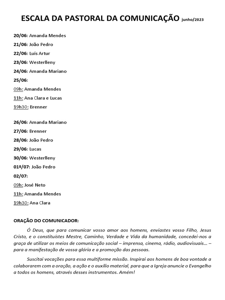 Escala Da Pascom Junho2023 | PDF