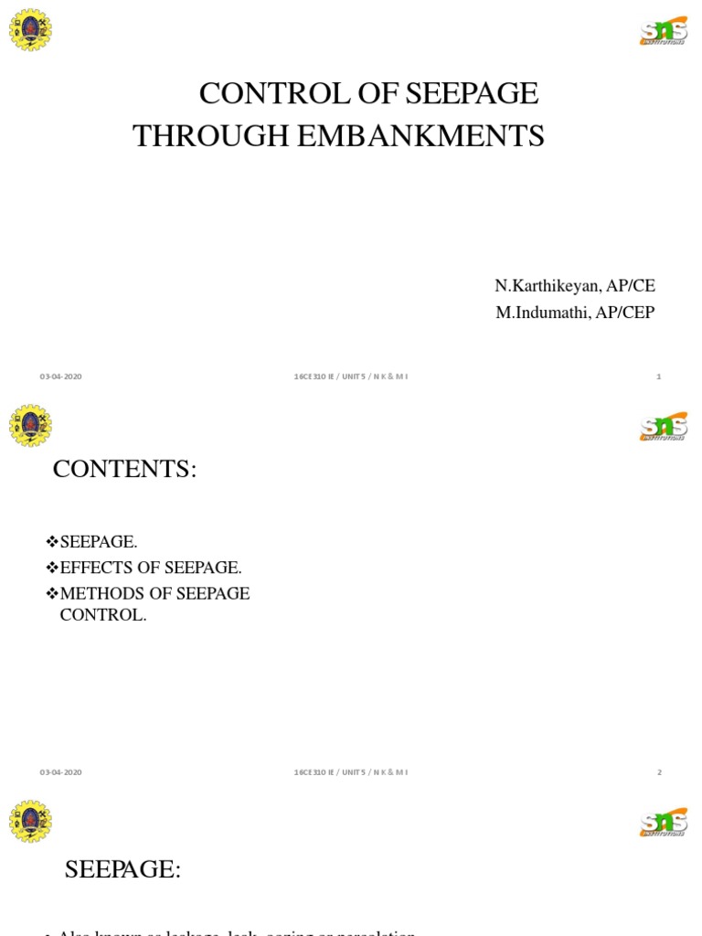 Seepage Control | PDF | Home & Garden | Science & Mathematics