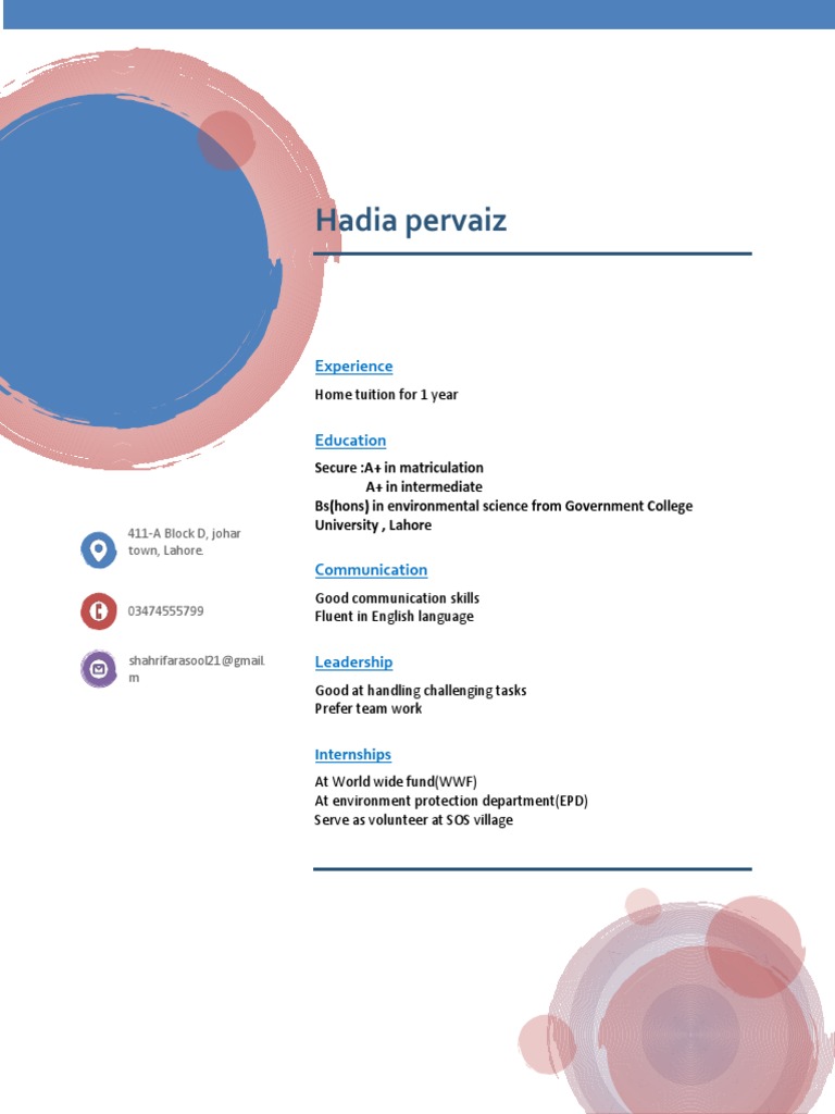 Hadia Pervaiz CV | PDF