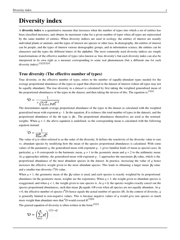 Diversity Indices | PDF
