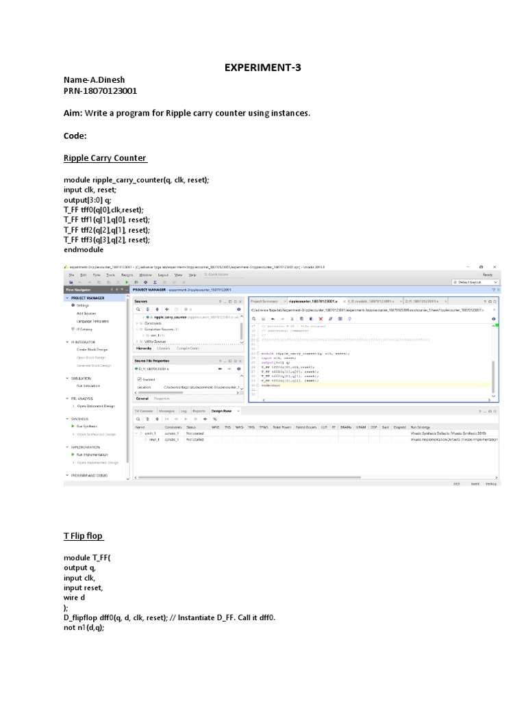 Advance Fpga Lab 3 18070123001 Pdf