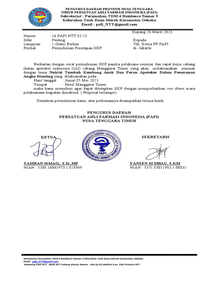 16 Permohonan SKP IAI Manggarai Timur | PDF