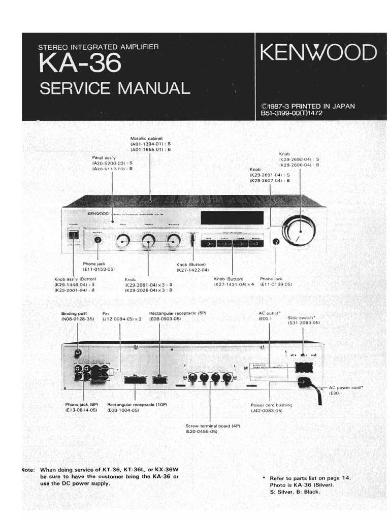 Kenwood KA 36 Service Manual | PDF