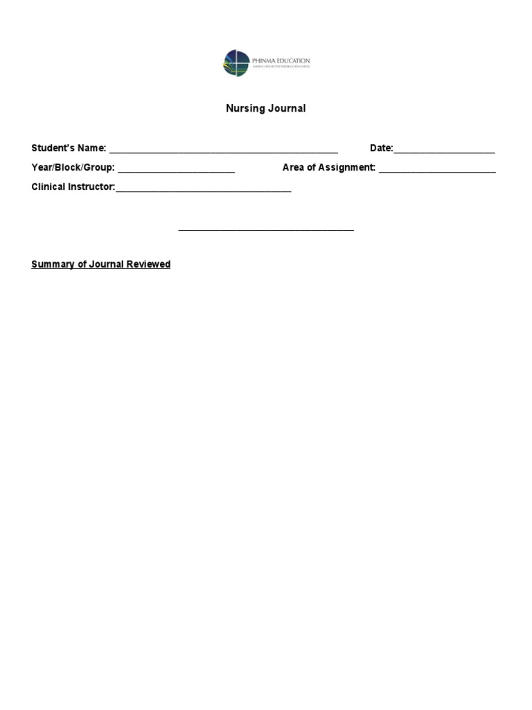 Nursing Journal Template | PDF