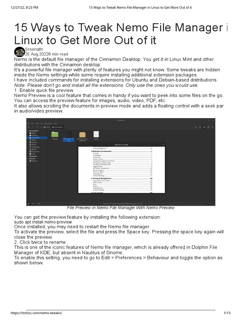 15 Ways to Tweak Nemo File Manager in Linux to Get More Out of it | PDF ...