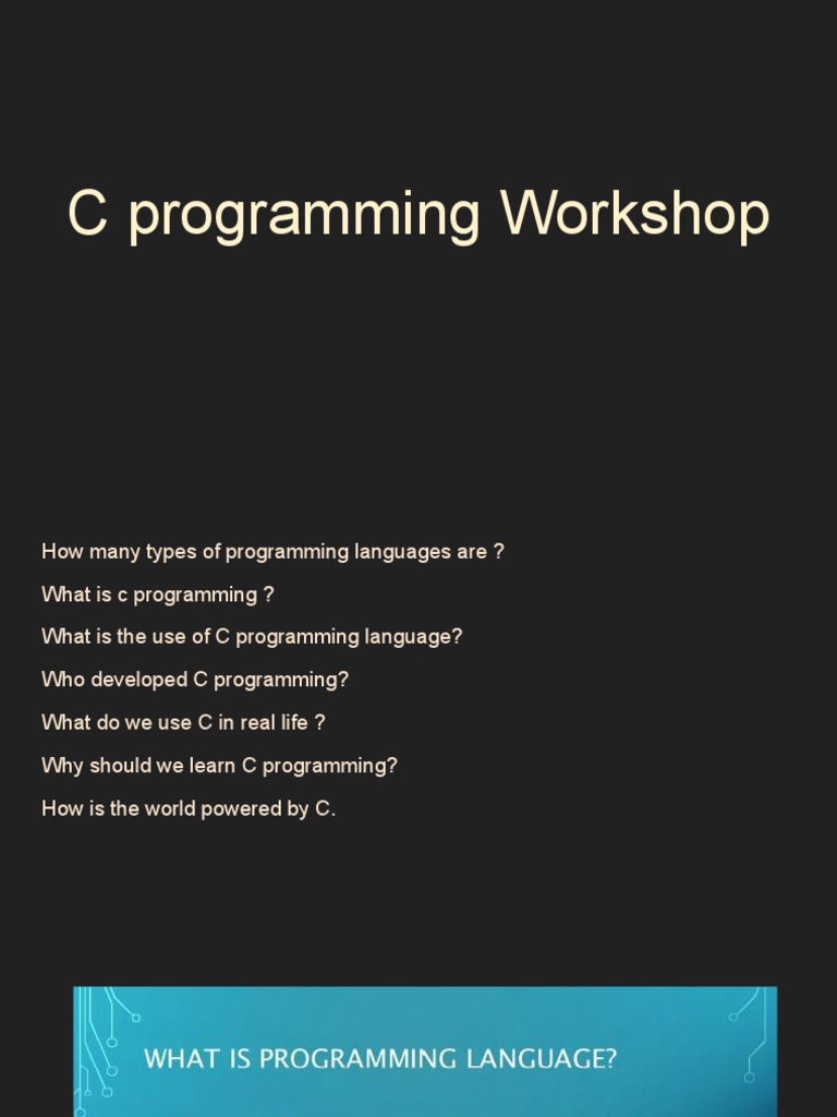 C Programming Workshop | PDF
