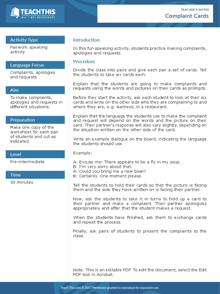 Complaint Cards | PDF | Complaint
