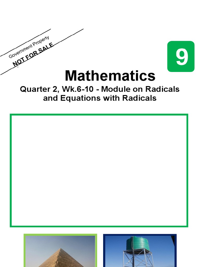 Math9 Q2 W10 ApplicationsofEquationswithRadicals v2 | PDF | Equations ...