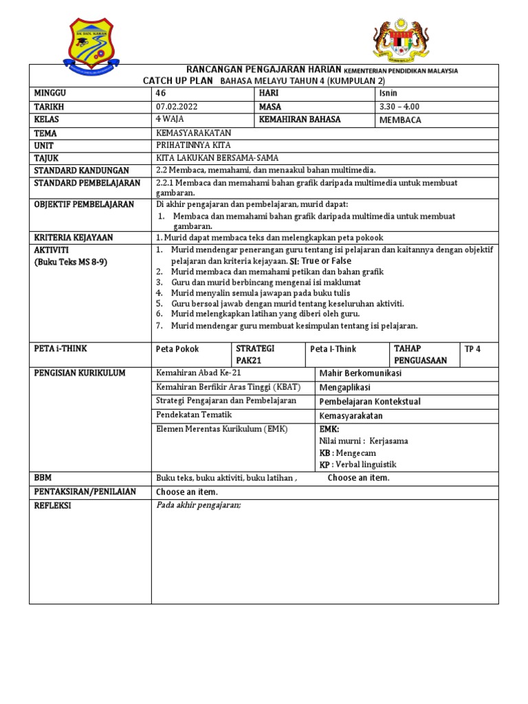 RPH BMT4 (K2) 7@8@9@10@11 Feb 2022 | PDF | Seni & Disiplin Bahasa