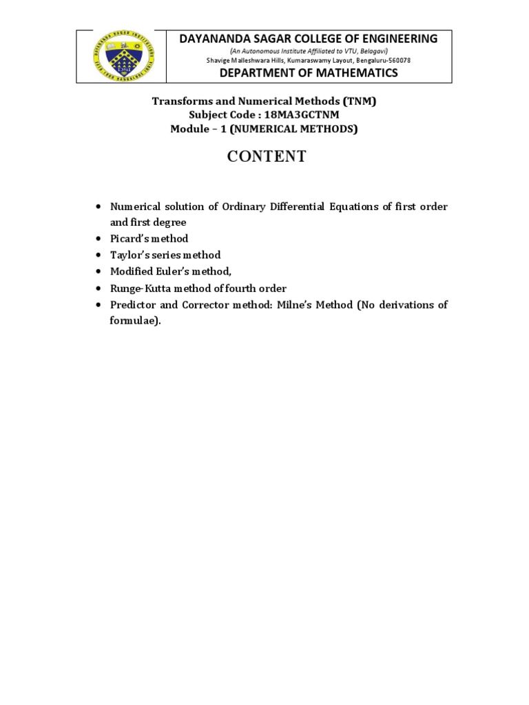 Numerical Methods-1 Revised Notes-1 | PDF Numerical Methods-1 Revised Notes-1 | PDF