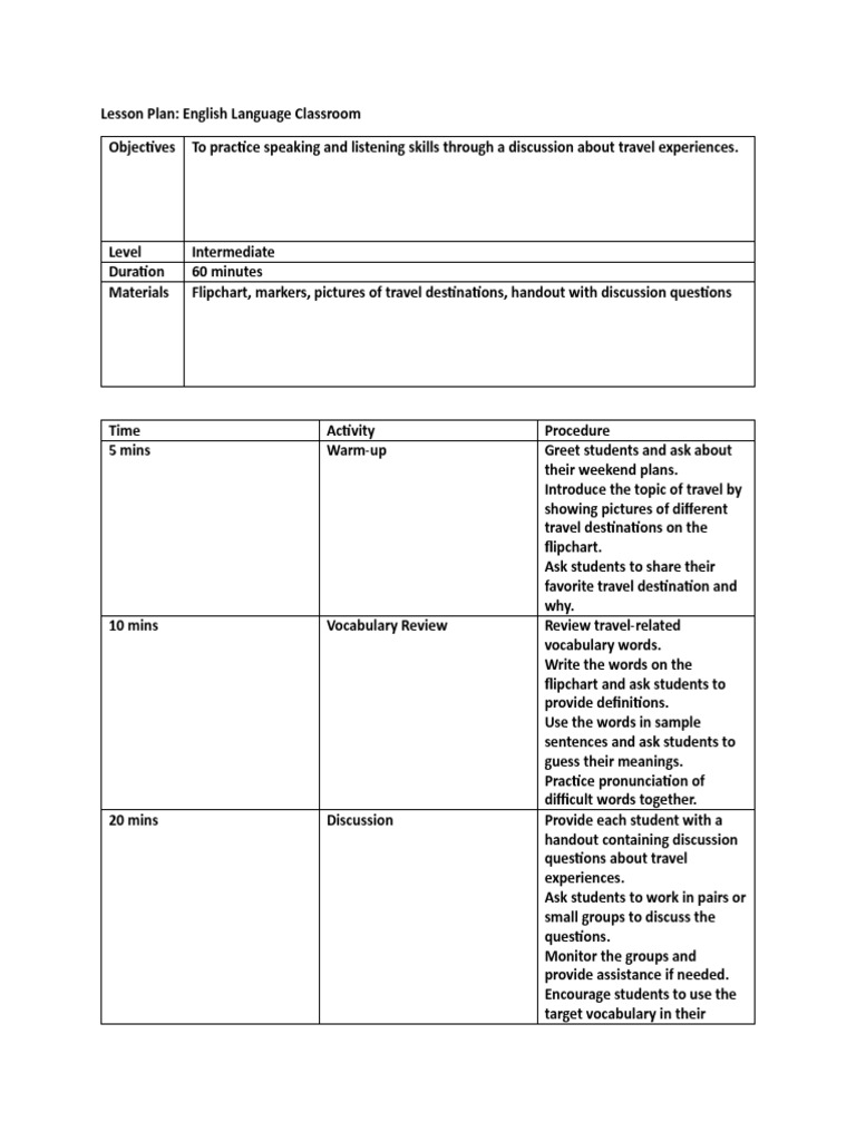 Lesson Plan | PDF | Vocabulary | Lesson Plan