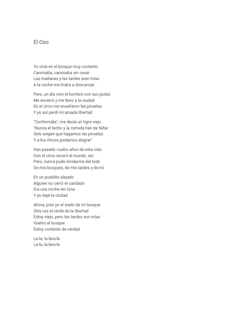 Canción. El Oso | PDF