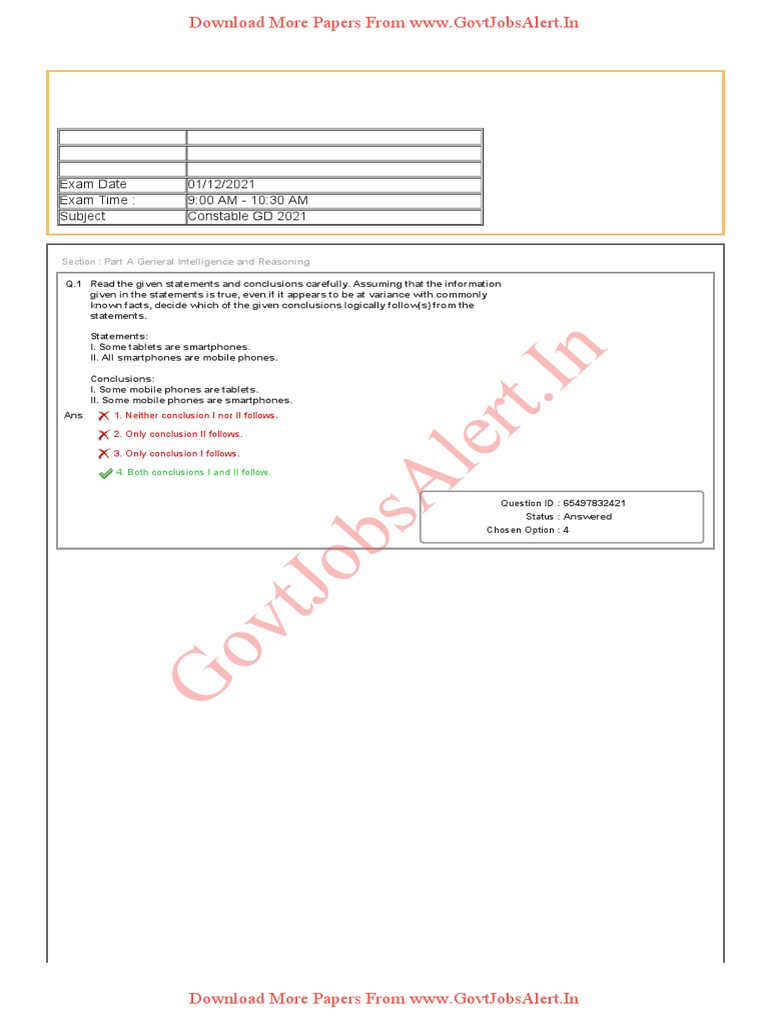 SSC GD Paper 2021 in English Set 36 | PDF