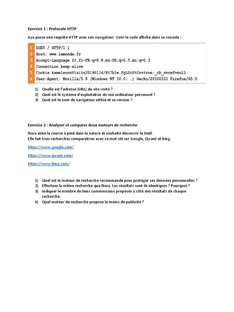 Analyse des moteurs de recherche et HTTP | PDF | Ordinateurs