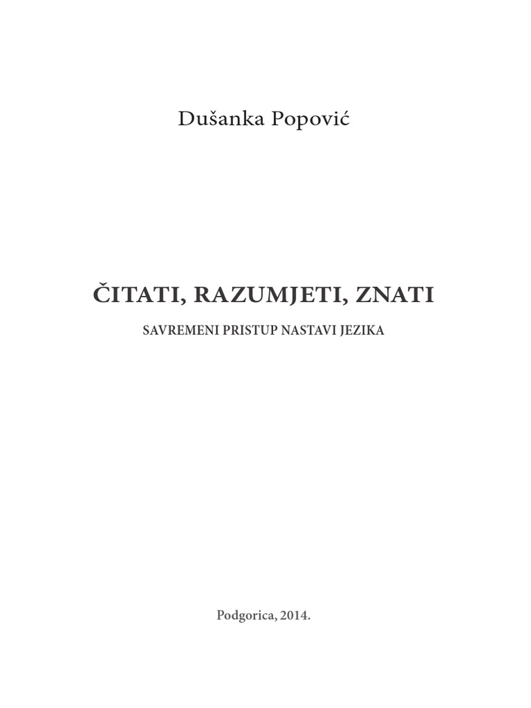 Citati - Razumjeti - Znati Dusanka Popovic (Prvo Poglavlje) | PDF