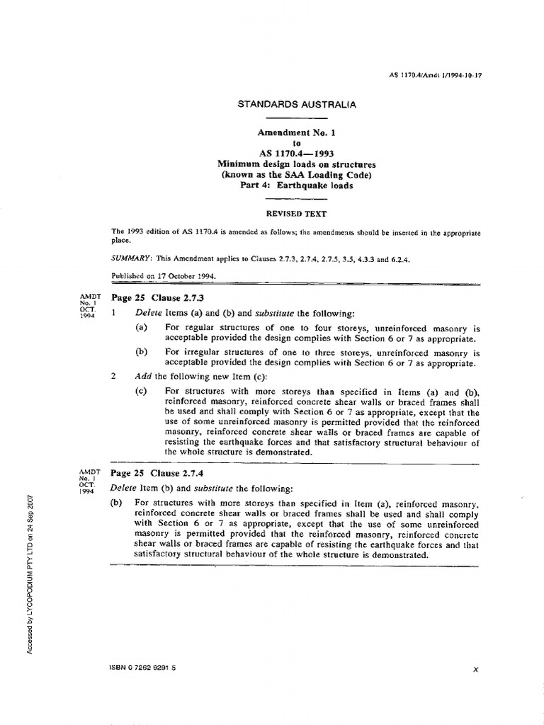 AS 1170.4-1993 - Amdt 1-1994 | PDF