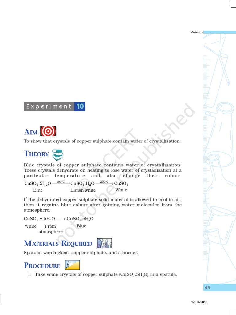 NCERT Science Lab Manual X Expt 10 | PDF | Crystallization | Water