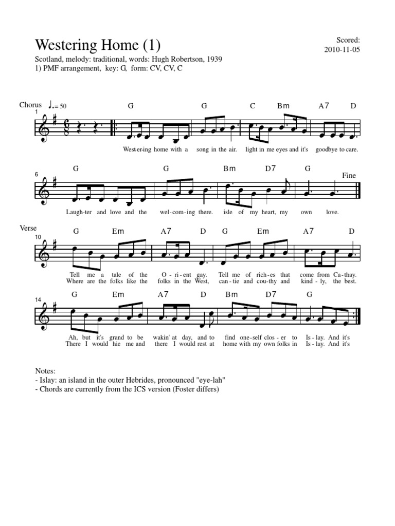 Westering Home | PDF | Songs | British Songs