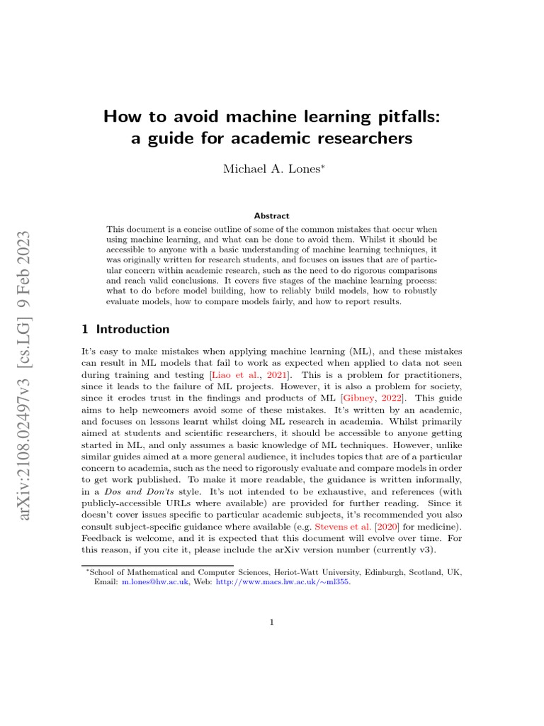 How To Avoid Machine Learning Pitfalls | PDF
