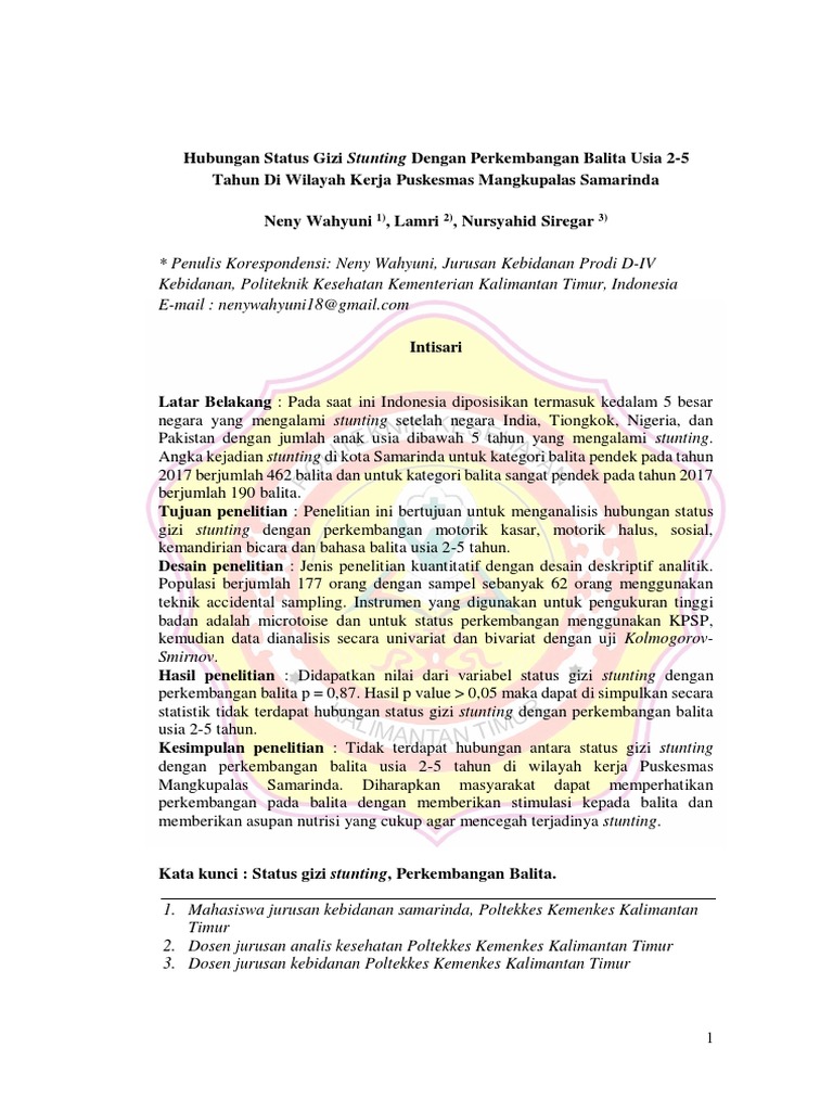 Manuskrip Stunting | PDF | Pengembangan Diri | Kesehatan Holistik